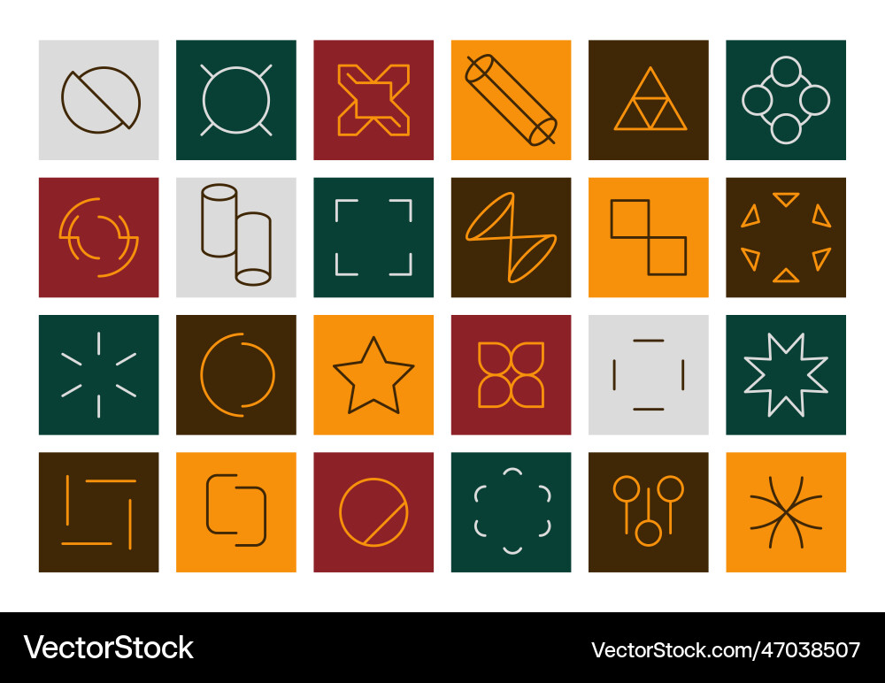 Brutalism line shapes geometric grid lines Vector Image