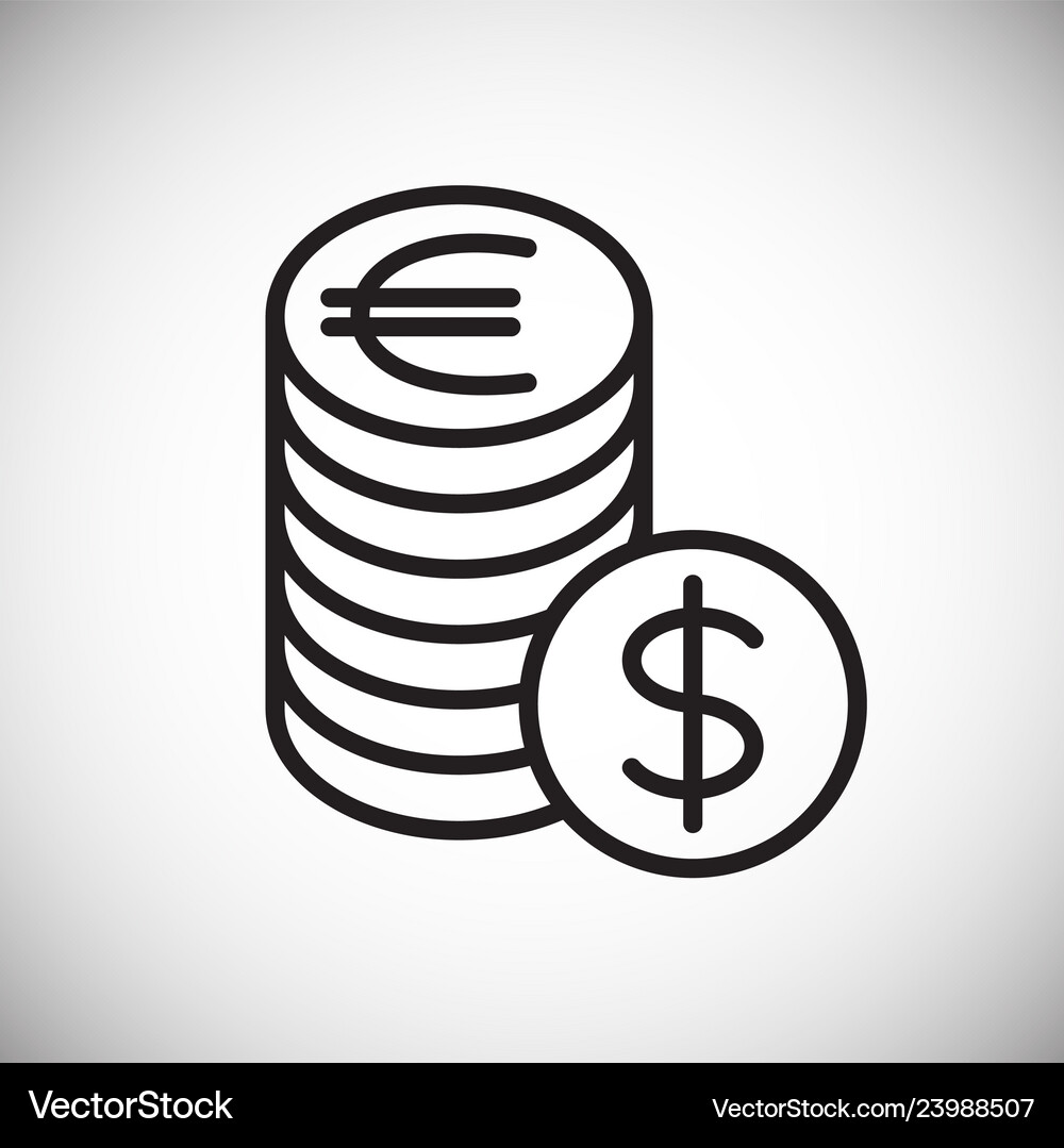 Coins line icon on white background for graphic Vector Image