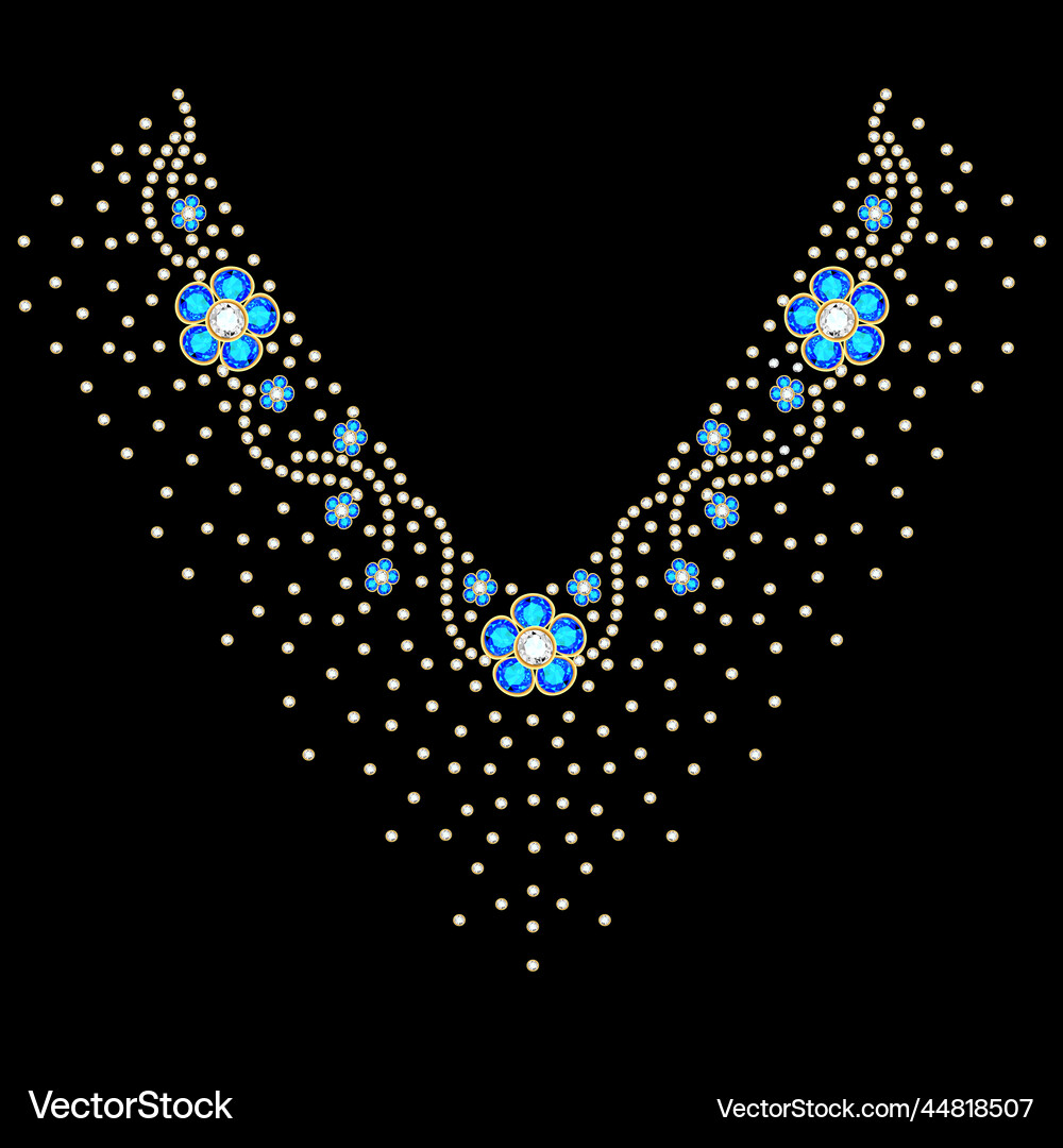 Collar neck decoration with rhinestones Royalty Free Vector