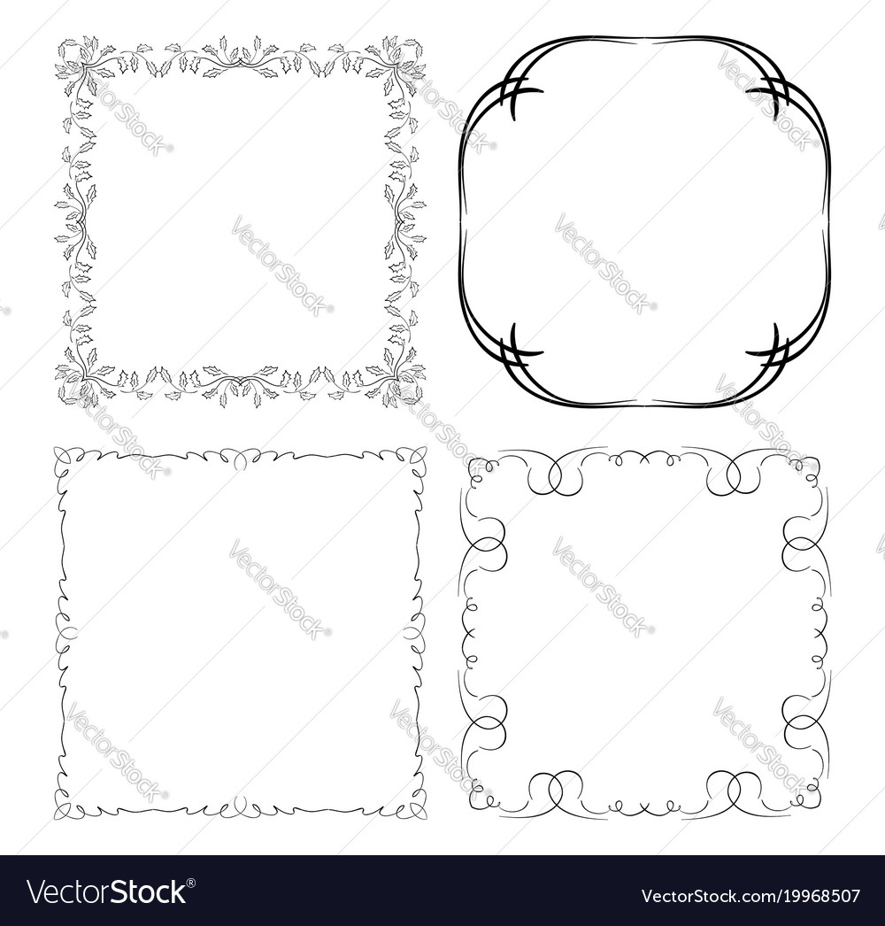 Decorative Square Frames With Curved Ornament Vector Image