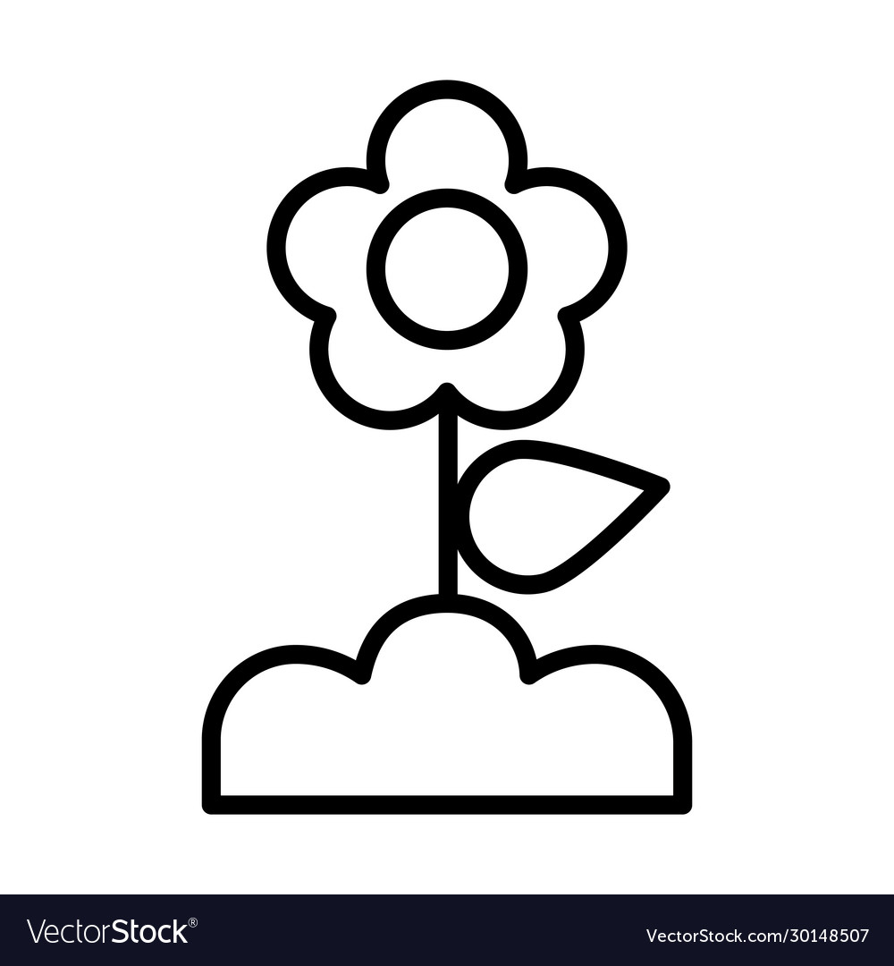 Flower planted line style icon Royalty Free Vector Image