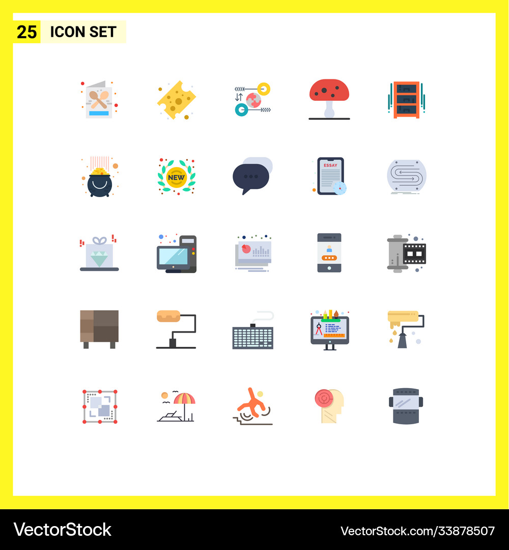 Pictogram set 25 simple flat colors draw Vector Image