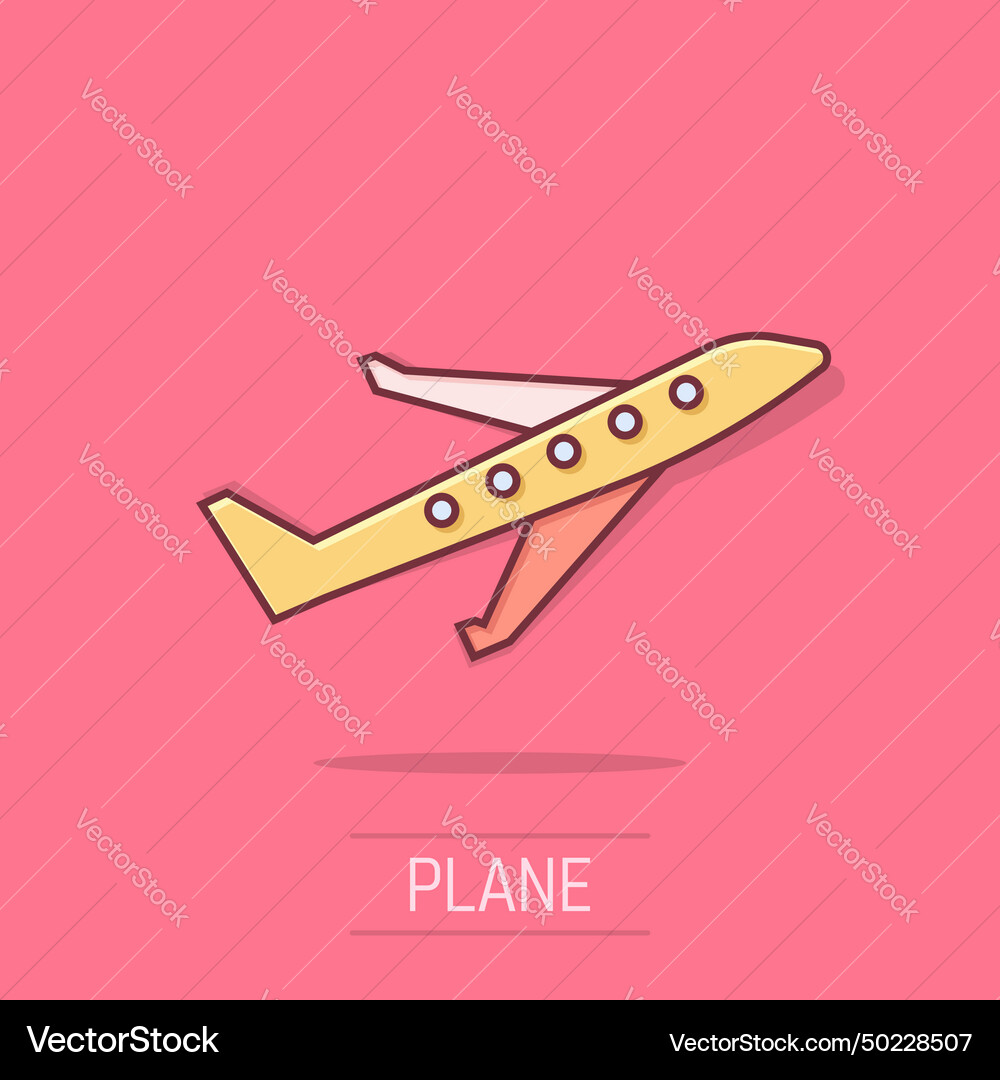 Plane icon in comic style airplane cartoon Vector Image