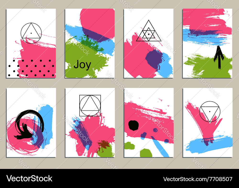 Set of universal cards hand drawn textures Vector Image