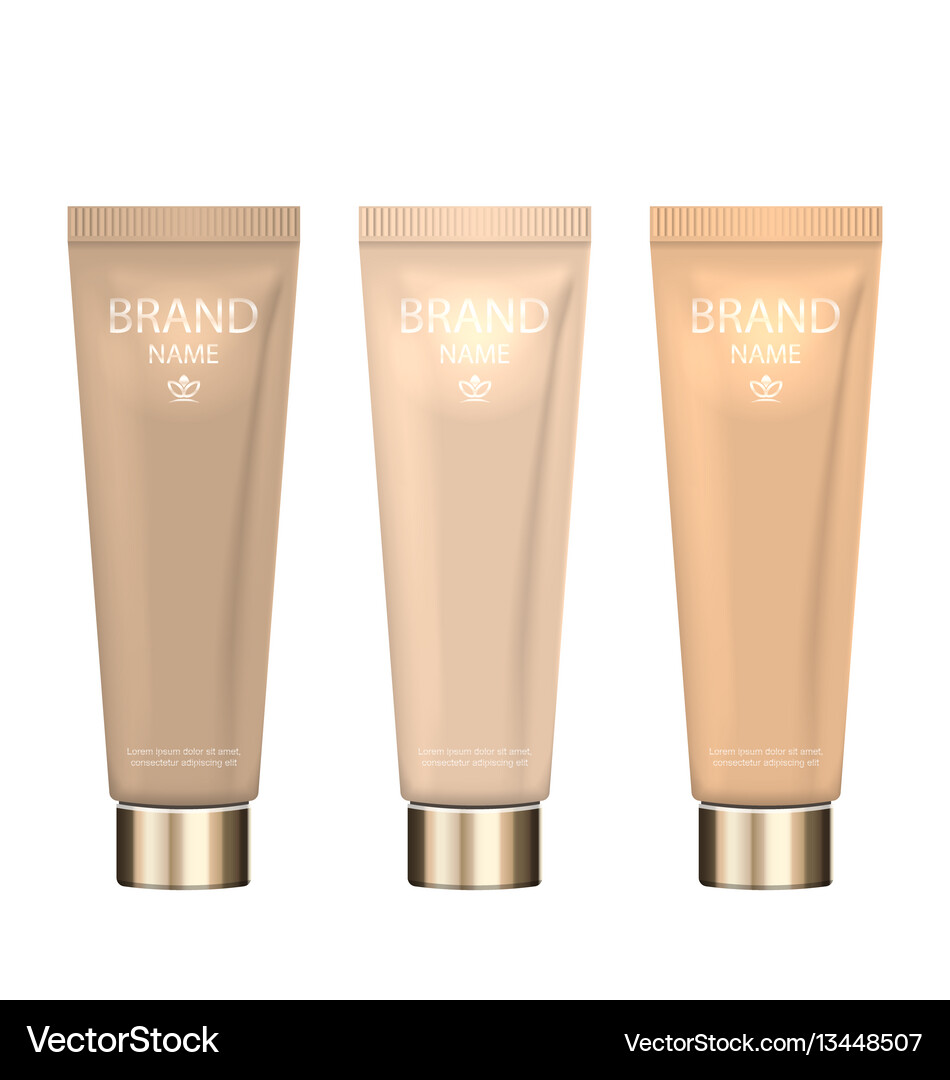 Set realistic packages of foundation with Vector Image