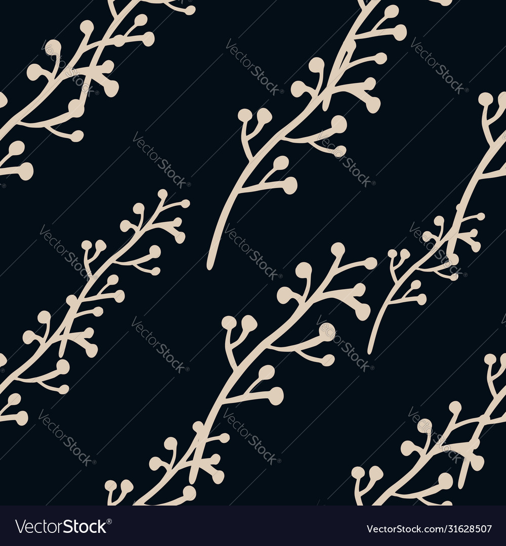 Simple branches seamless pattern on black Vector Image