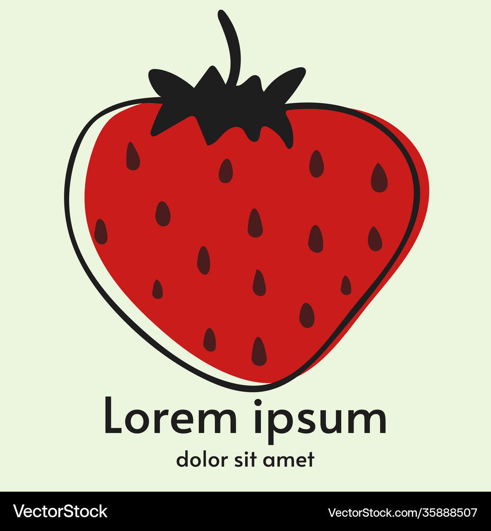 Strawberry logo hand-drawn design berry Royalty Free Vector
