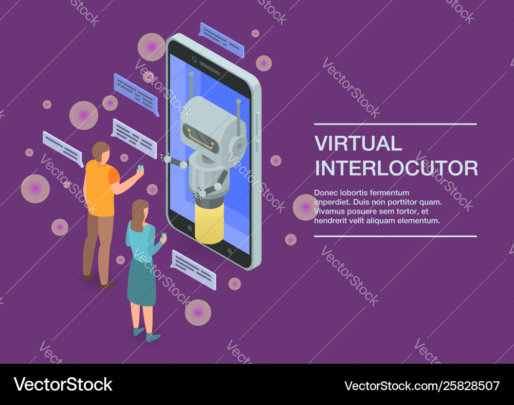 Virtual interlocutor concept banner isometric Vector Image