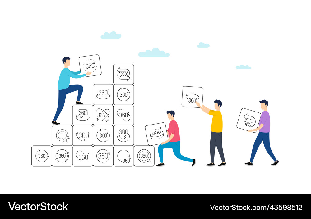 360 degree line icons rotate arrow vr panoramic Vector Image