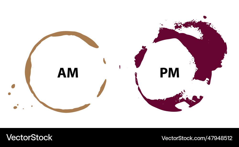 Am pm icon morning coffee time evening wine Vector Image