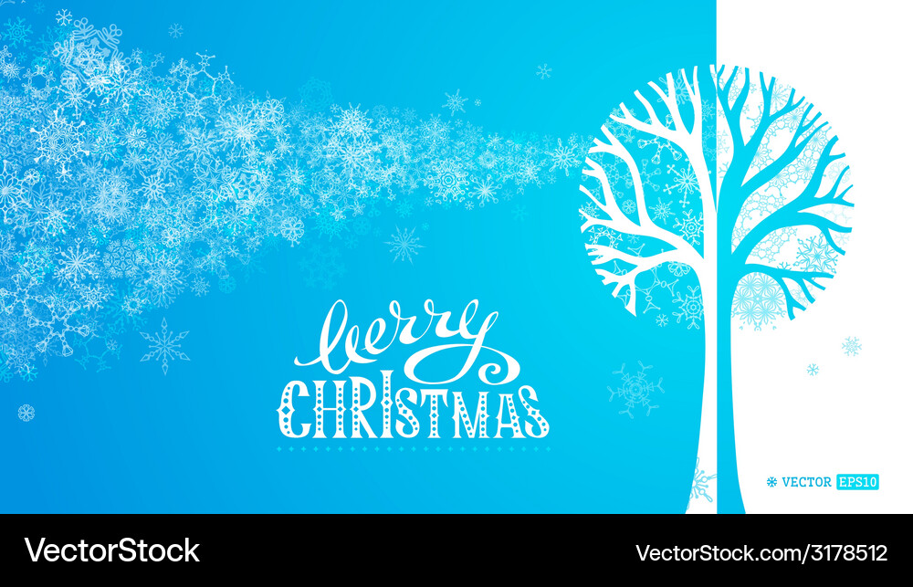 Blue winter tree background Royalty Free Vector Image