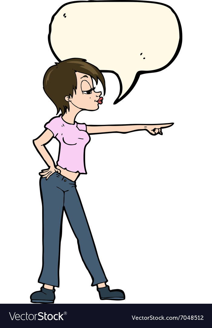 Cartoon Woman Pointing With Speech Bubble Vector Image