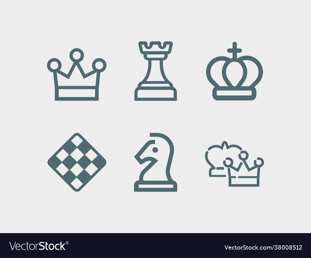 Chess line icon set strategy Royalty Free Vector Image