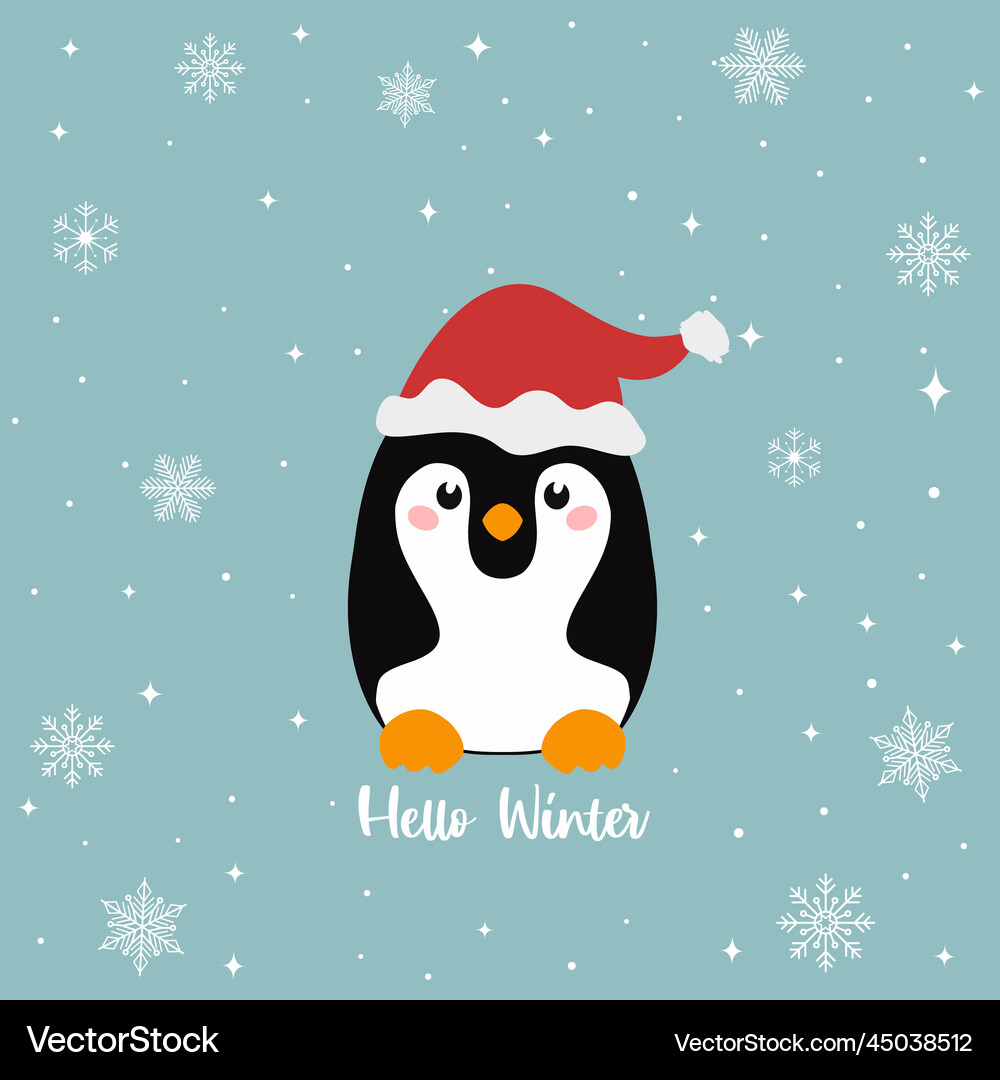 Cute penguin icon in a flat style on a background Vector Image