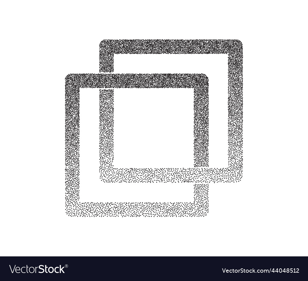 Dotwork square pattern background black noise Vector Image