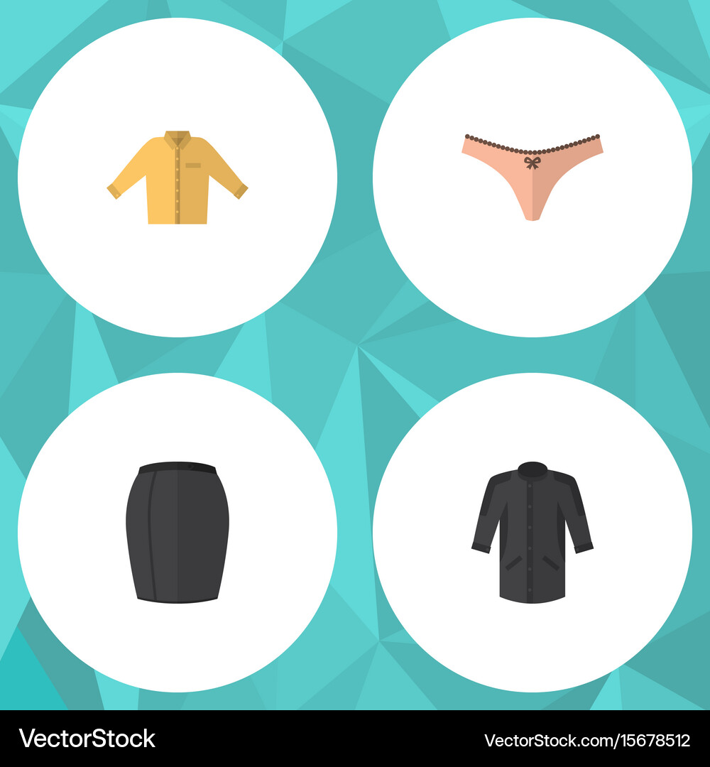 Flat icon garment set stylish apparel banyan Vector Image