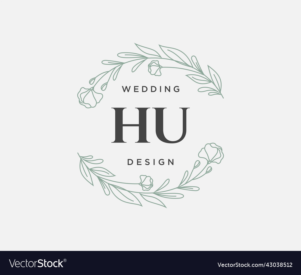 Hu initials letter wedding monogram logos Vector Image