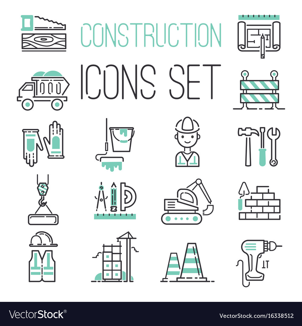 Linear under construction icons set universal web Vector Image