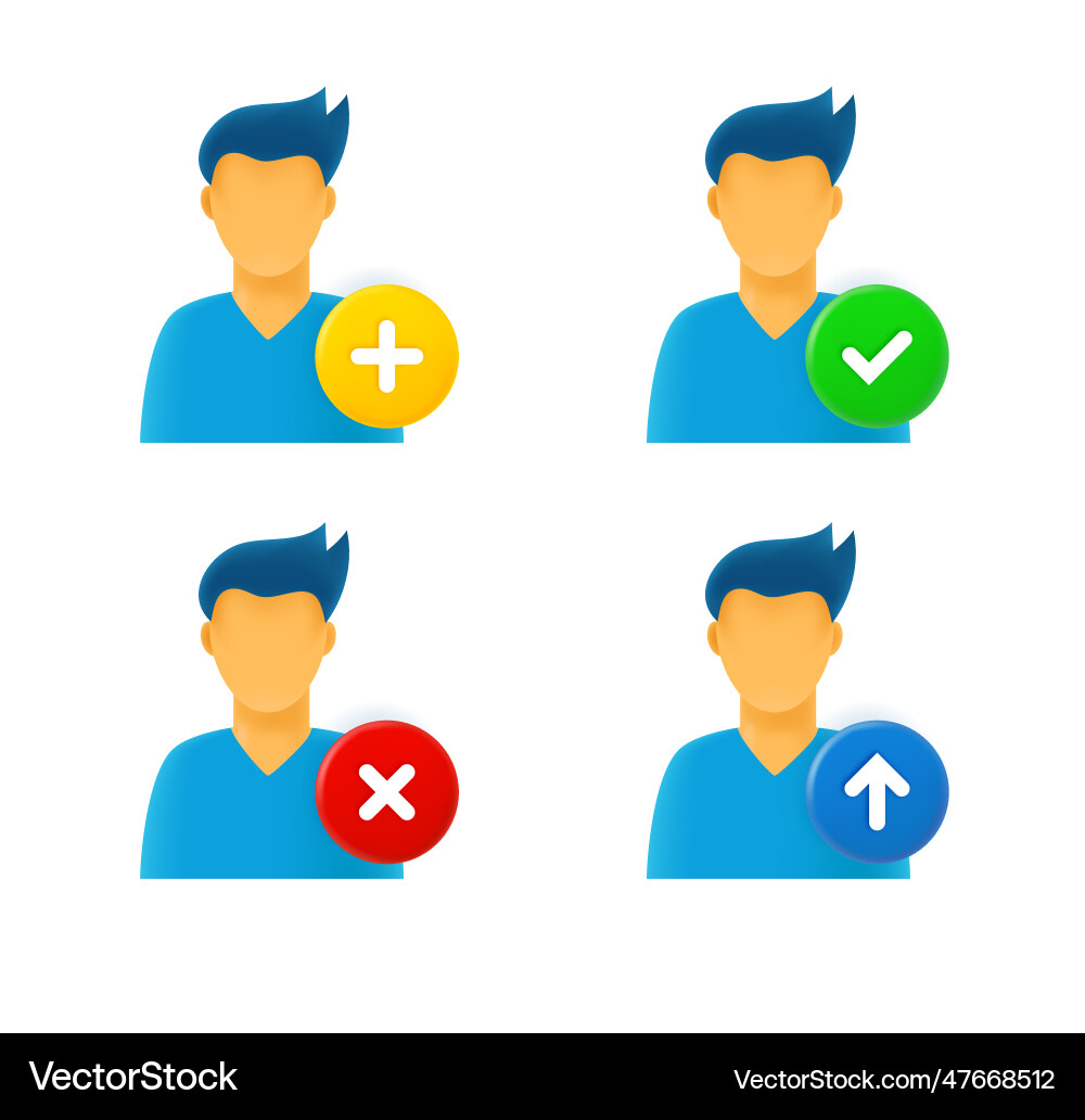 Man icon set with different pictograms 3d icons Vector Image