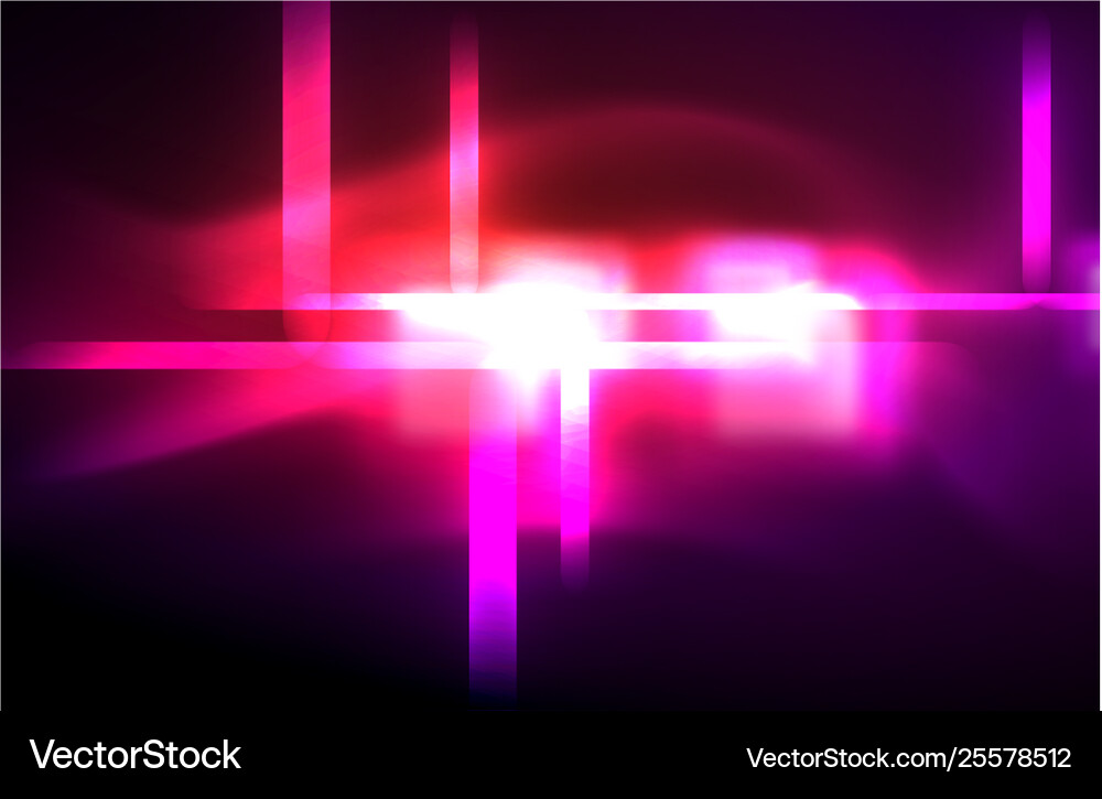 Neon square and line lights on dark background Vector Image