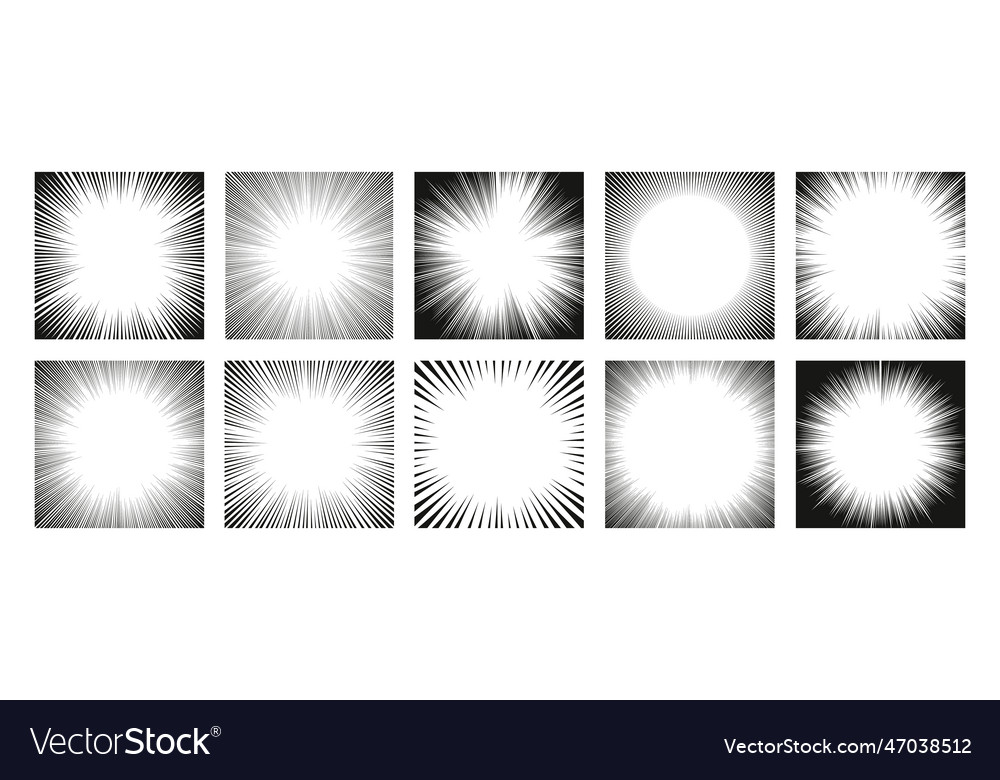 Radial lines background comic book frames Vector Image