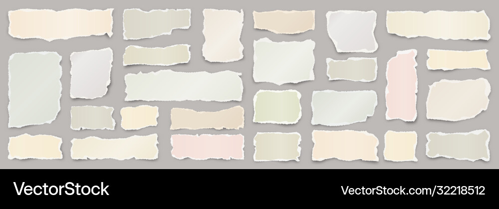 Ripped paper strips realistic crumpled paper Vector Image