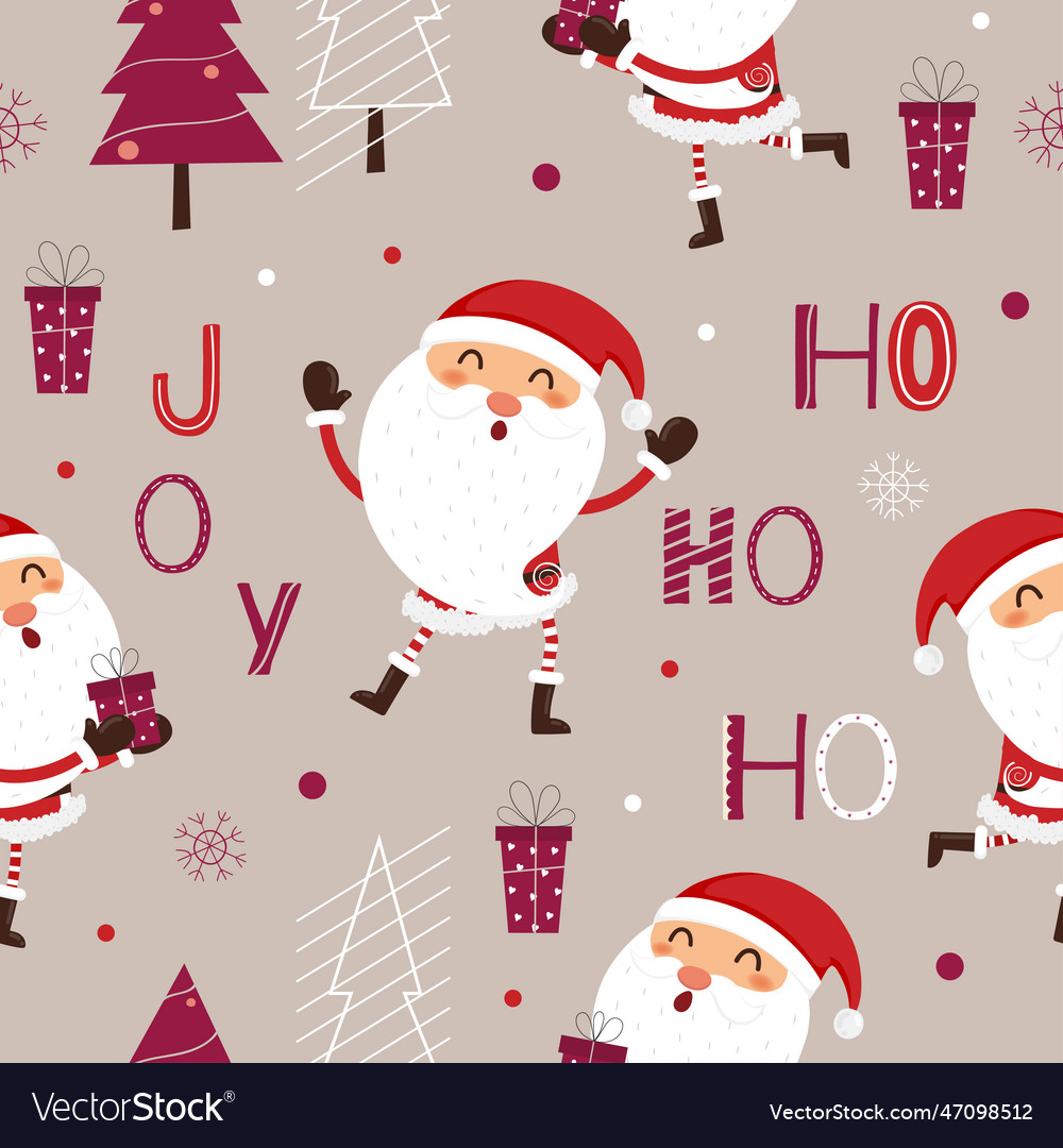 Seamless pattern of santa claus and christmas Vector Image