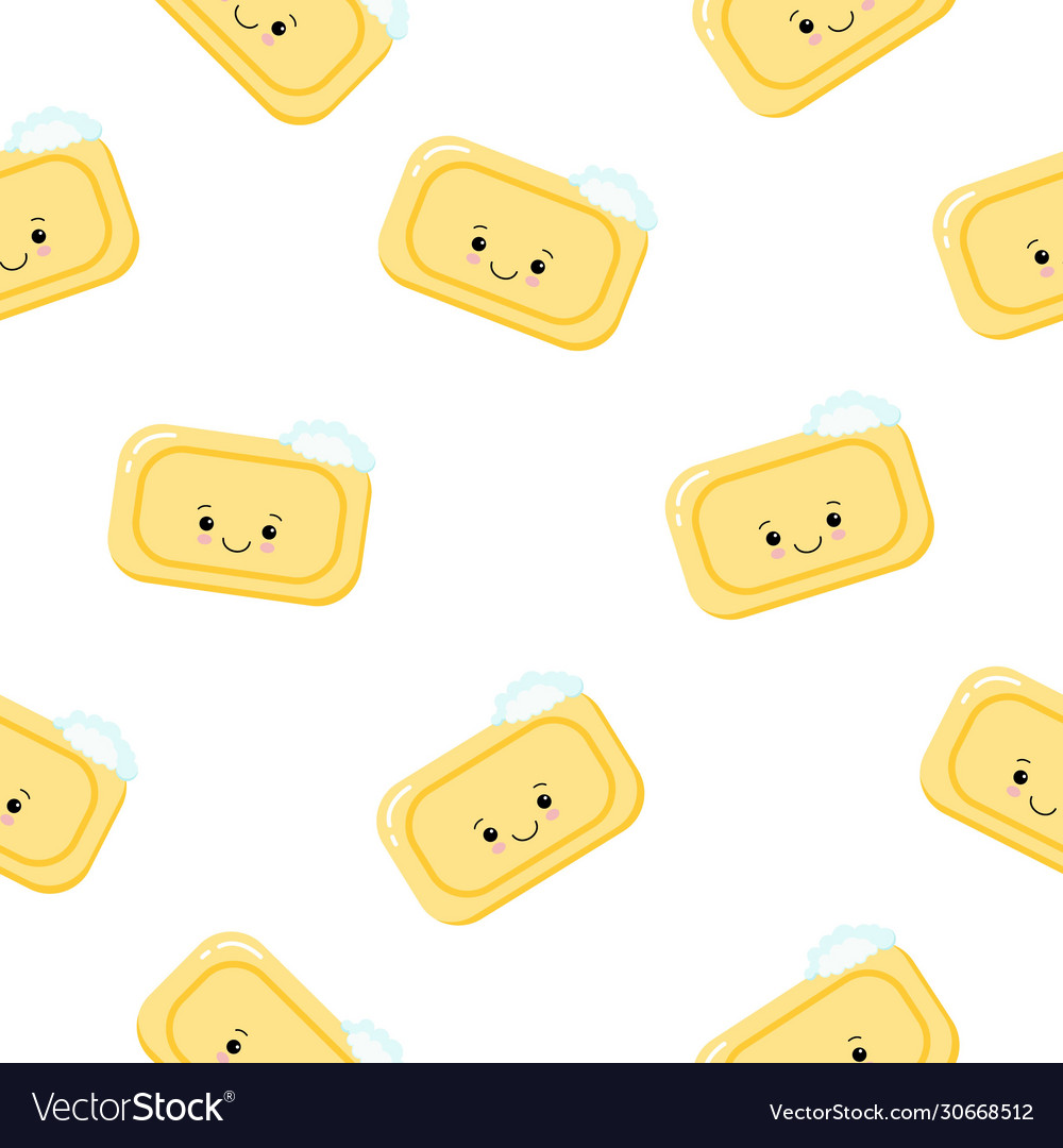 Seamless pattern pieces solid yellow soap cute Vector Image