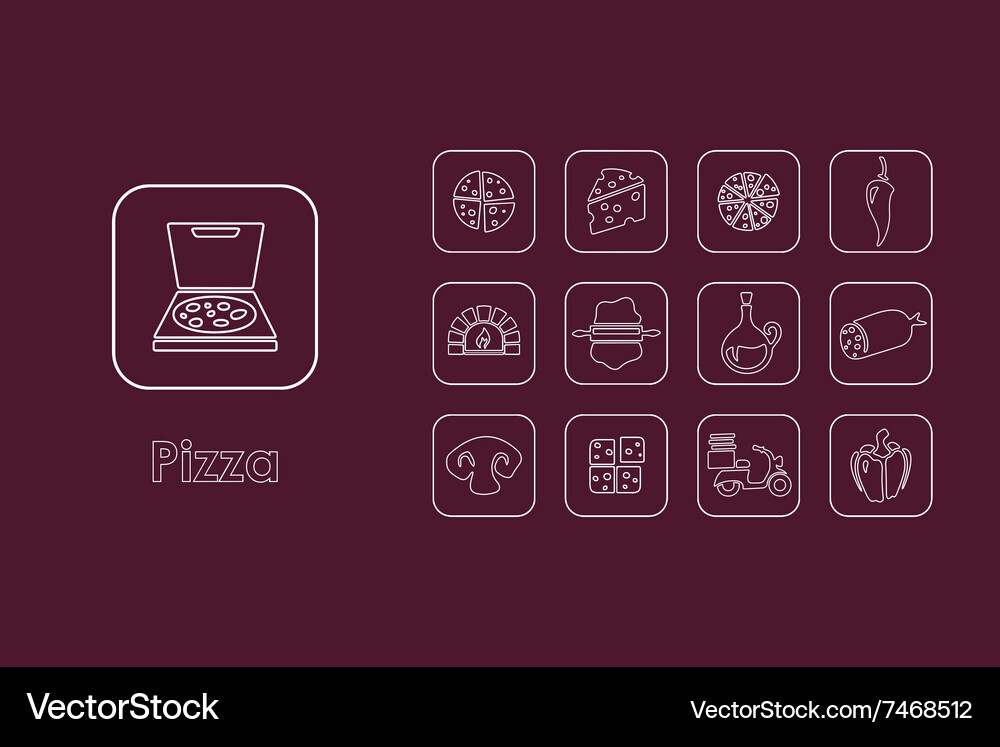 Set of pizza simple icons Royalty Free Vector Image