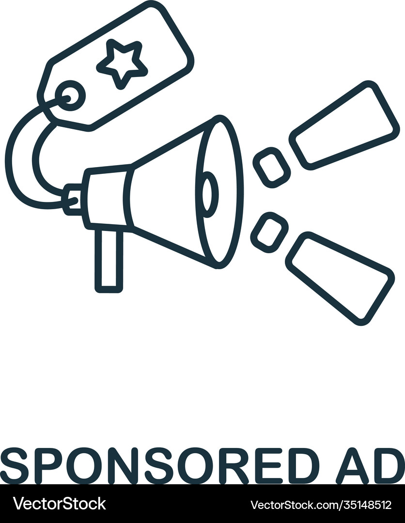 Sponsored ad icon from digital marketing Vector Image