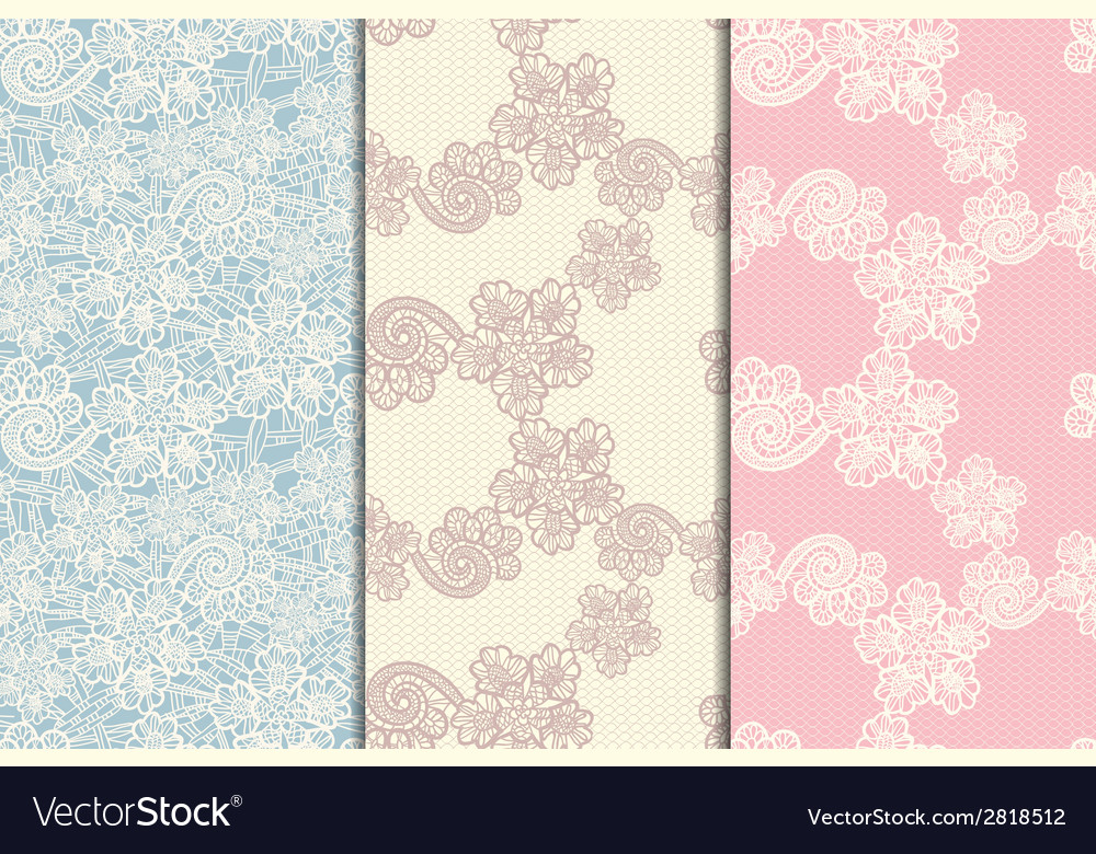Three lacy seamless patterns Royalty Free Vector Image
