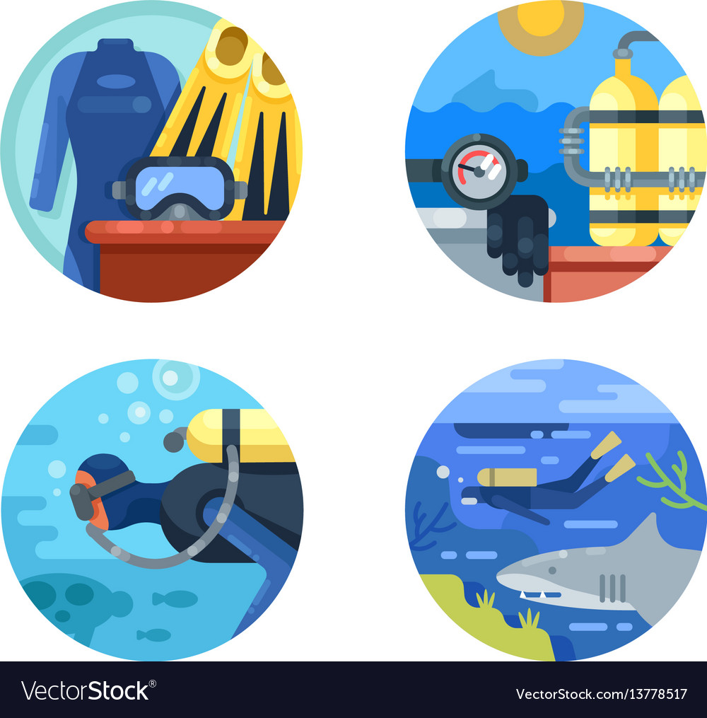 Diving icon set Royalty Free Vector Image - VectorStock