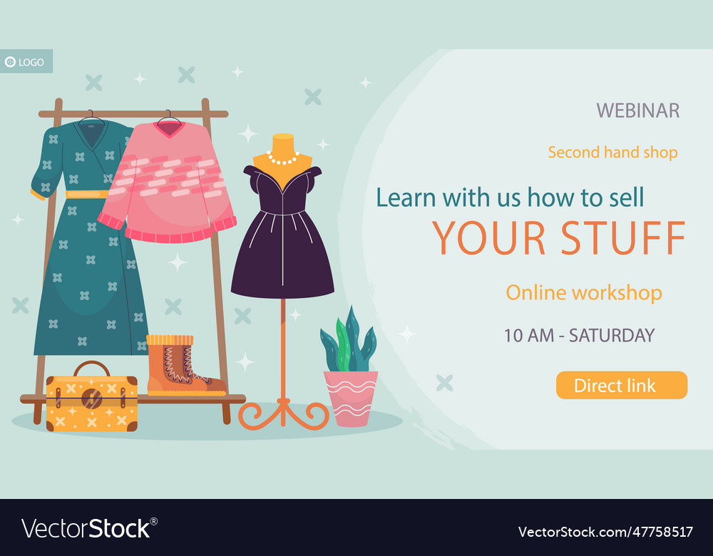 Flat design second hand template Royalty Free Vector Image