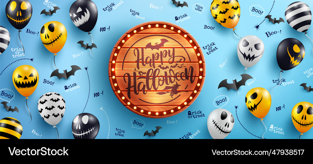 Happy halloween banner with text Royalty Free Vector Image