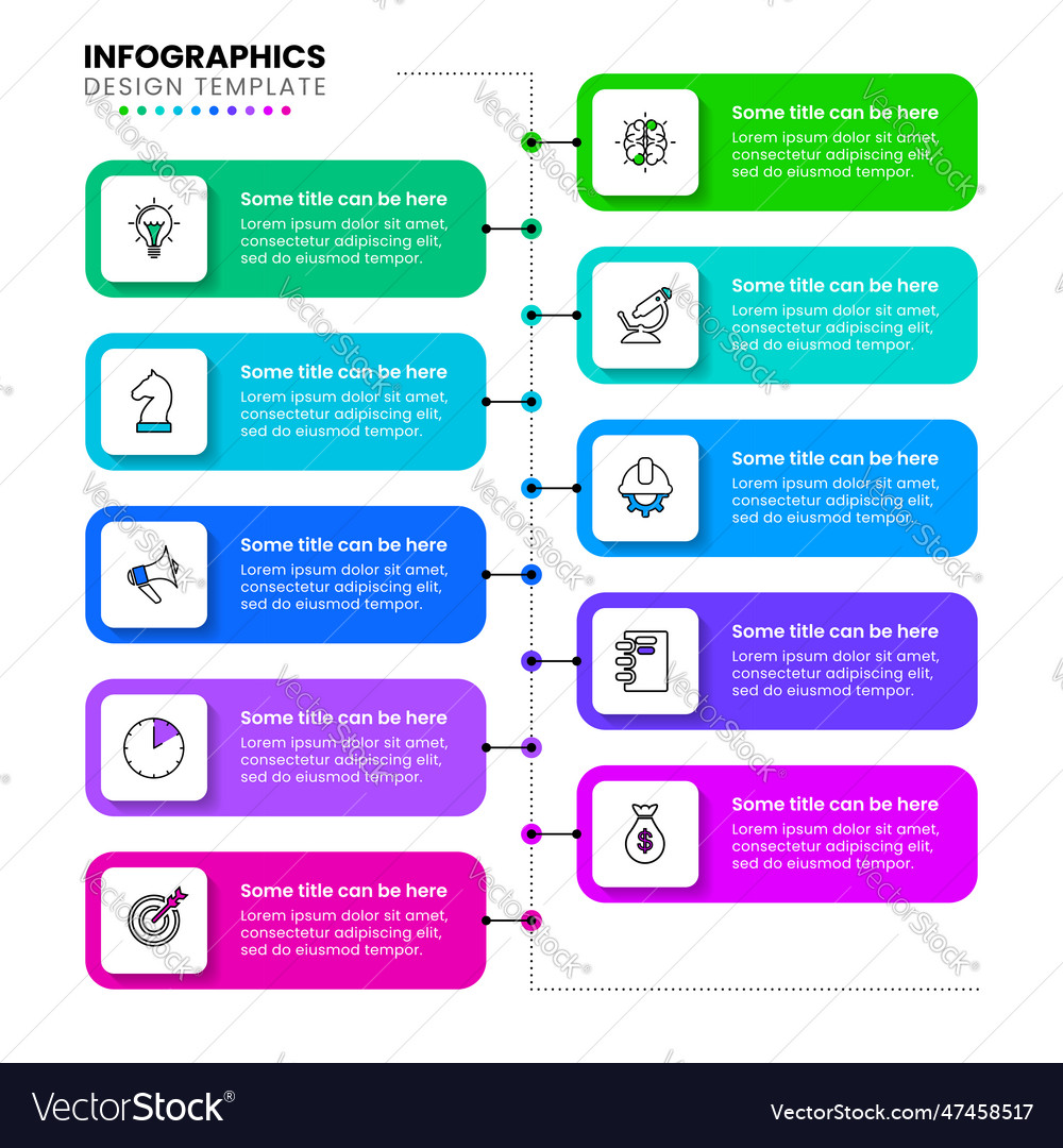 Infographic template line with 10 steps and icons Vector Image
