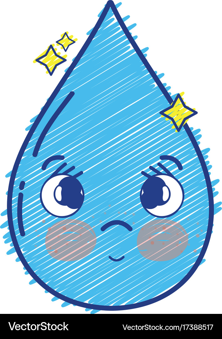 Kawaii cute sad water drop Royalty Free Vector Image