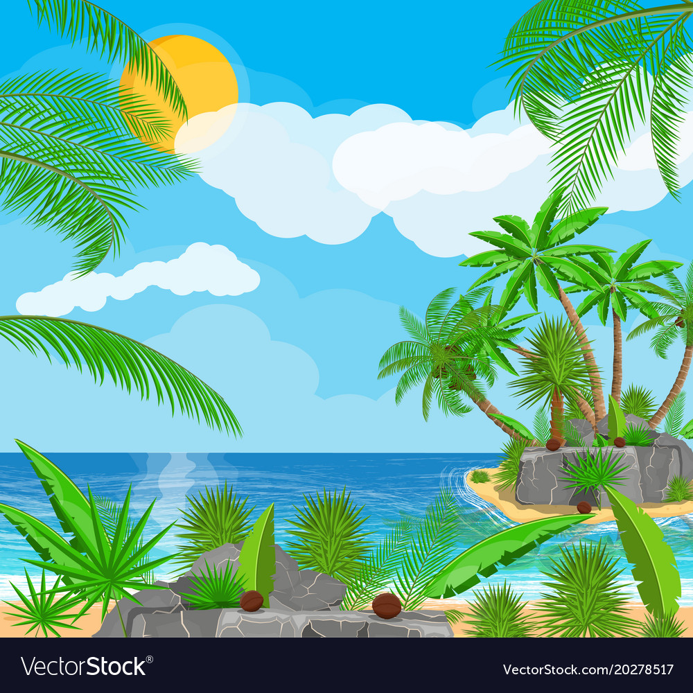 Landscape palm tree on beach Royalty Free Vector Image