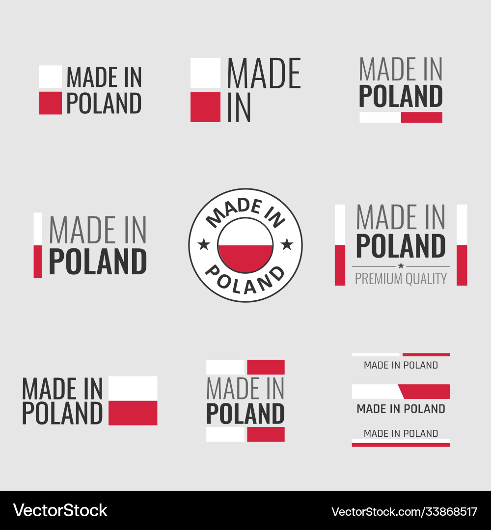 Made in poland labels set product Royalty Free Vector Image