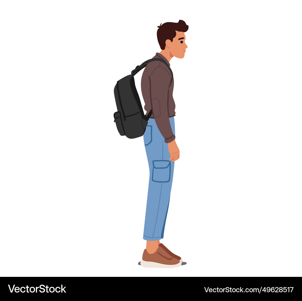 Male character displays a hunched posture under Vector Image