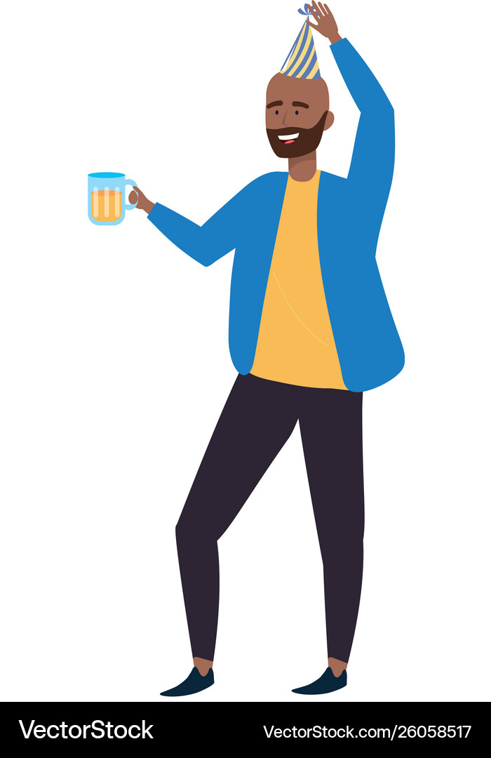 Man cartoon with party hat design Royalty Free Vector Image