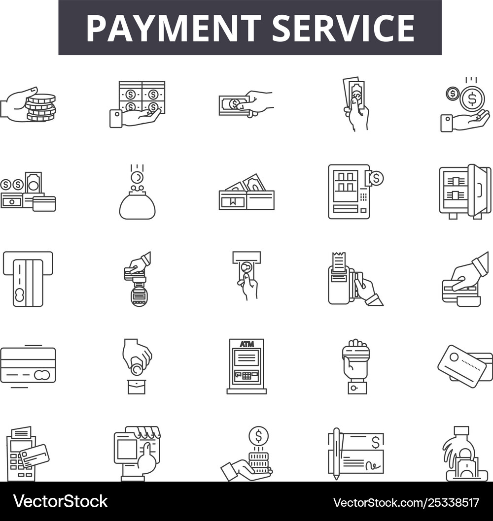 Payment service line icons signs set Royalty Free Vector