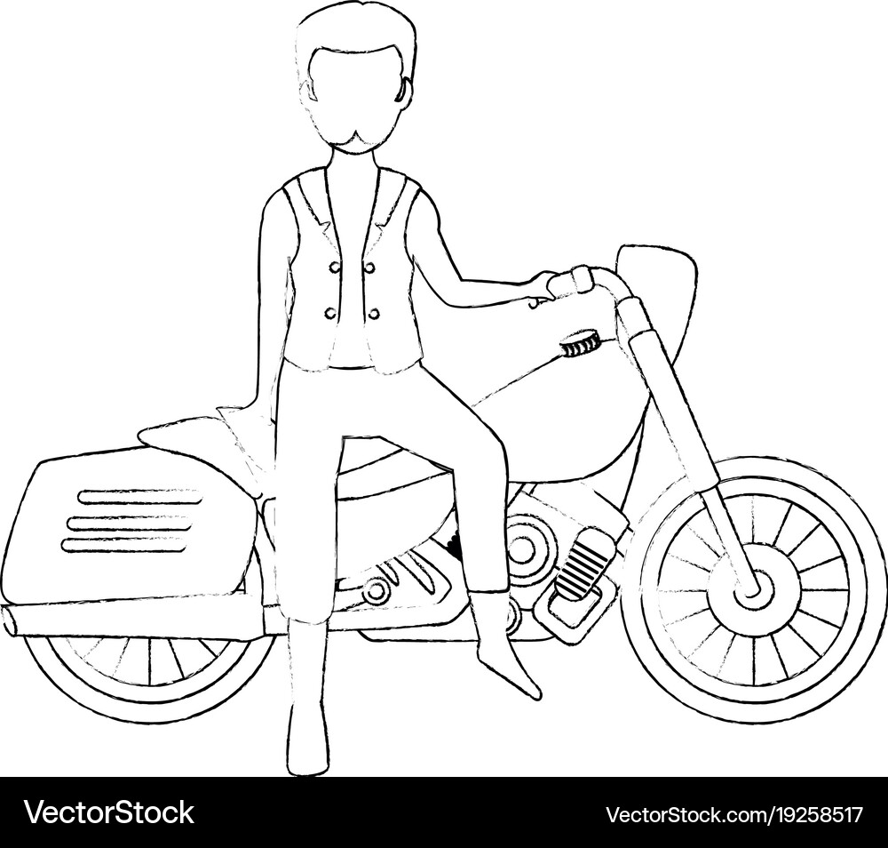 Rough motorcyclist avatar character Royalty Free Vector