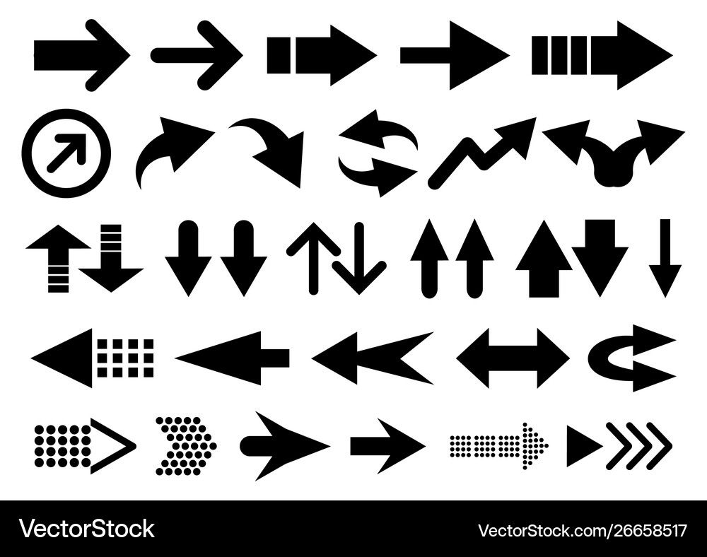 Set arrow shapes isolated on white Royalty Free Vector Image