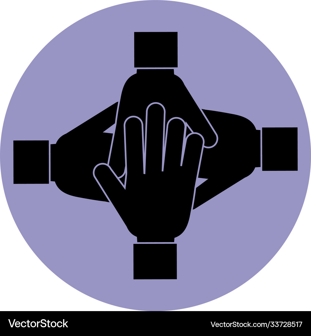 Together hands support teamwork society pictograph