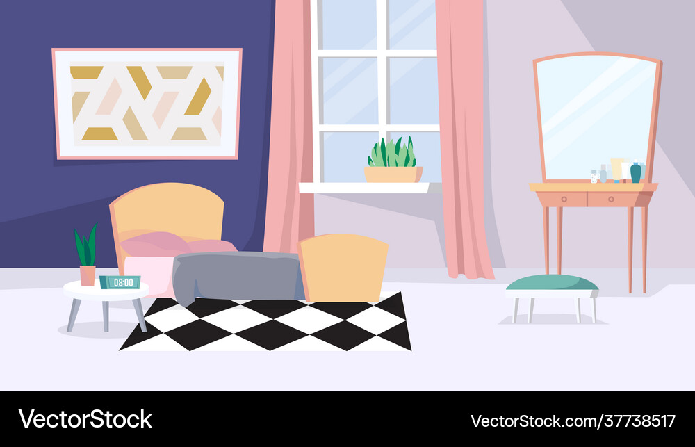 Womens room interior banner flat cartoon design Vector Image