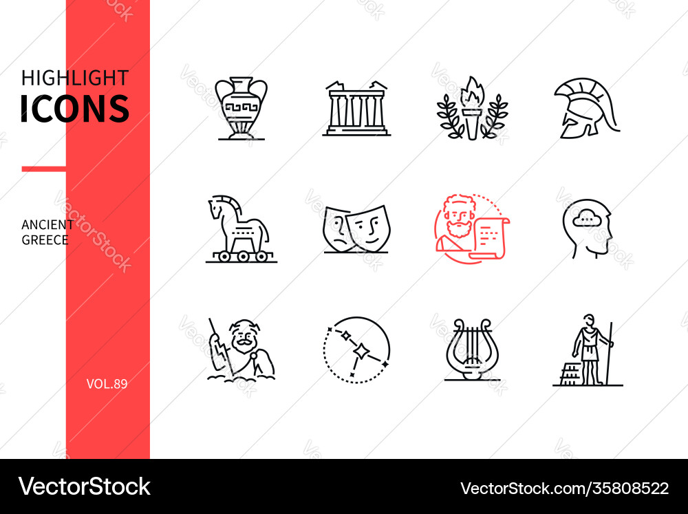 Ancient greece - modern line design style icons Vector Image