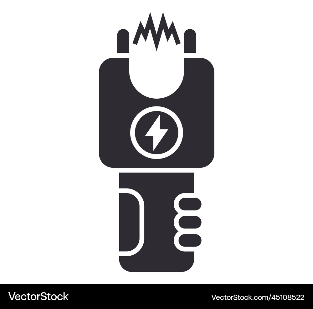 Black icon stun gun for safety Royalty Free Vector Image