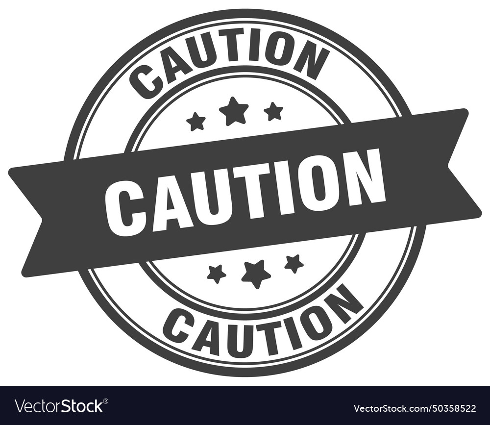 Caution stamp label on transparent Royalty Free Vector Image