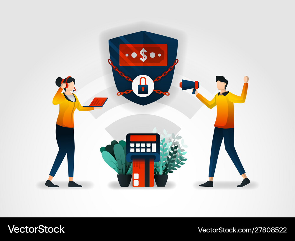 Flat character banking guarantees security Vector Image