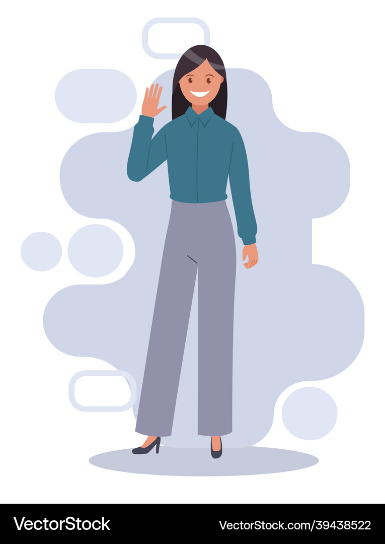 Girl waves her hand in a flat style Royalty Free Vector